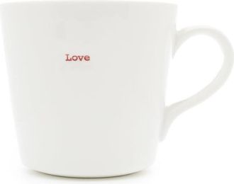 Keith Brymer Jones Kaffeebecher Aufschrift Love, 0,5 l, weiß