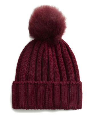 Woolrich Caps & Mützen - Ribbed Wool Hat With Detachable Pom-Pom - Gr. S - in Schwarz - für Damen