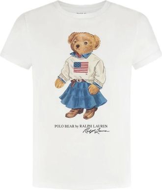 Polo Ralph Lauren Femme, Tops, Blanc, Taille: 38 FR Bear Cotton Jersey T-Shirt