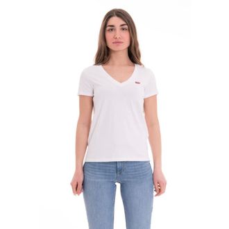 Levi's Femme, Tops, Blanc, Taille: 38 FR T-shirt col V parfait