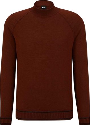 HUGO BOSS Pullover Top f&uuml;r Herren, Stehkragen, Regul&auml;r, Raglan&auml;rmel (Mittelbraun)