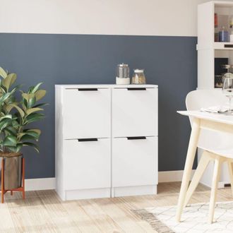 vidaXL Buffets 2 pcs Blanc 30x30x70 cm Bois ding&eacute;nierie