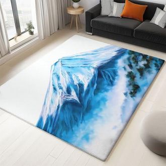 Generic Style Minimaliste Tapis Salon 140 x 200 cm, Tapis Motif Imprimés Aquarelle Mont Fuji, Antidérapant Lavable paillasson Doux à Poil Court, paillasson Bl