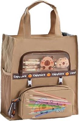 Generico Capybara Sac &agrave; main avec poches multiples, grande capacit&eacute; | Voyage de jour pour filles de primaire, gar&ccedil;ons, gar&ccedil;ons, adolescents, enfants, enfants, 