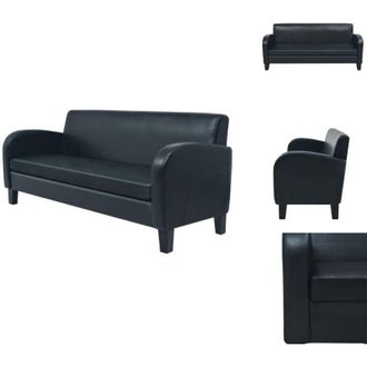 vidaXL Vidaxl - 3-Sitzer-Sofa Kunstleder Schwarz - 3-Sitzer Sofa - Leder Sofa - Schwarzes Sofa - Wohnzimmersofa - Couch