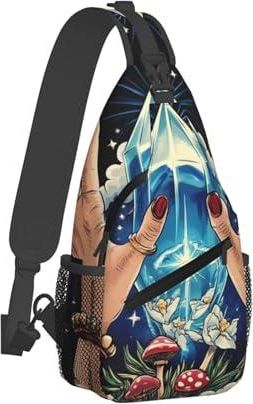 Generic Durable Sacoche Homme Bandouliere Art des fleurs de champignons magiques Sacs &agrave; Bandouli&egrave;re L&eacute;ger Sac Poitrine pour Cyclisme Camping &eacute;cole