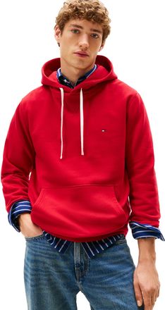 Tommy Hilfiger Herren Mittelschweres Kapuzen-Sweatshirt aus Solidem Fleece, Auch Erhältlich in Big & Tall Kapuzenpullover, Mittelrot, XX-Large