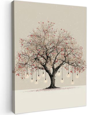MuchoWow &copy; Weihnachtsdeko Bilder 50x70 cm Wohnzimmer Deko Modern Wandbild auf Leinwand Weihnachtsgeschenke Bild Schlafzimmer Room Decor Geschenke Lichterbaum -