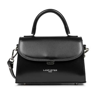 Lancaster Schwarze Leder Umh&auml;ngetasche mit Klappe - - Bags - Damen - Schwarzk - ONE SIZE