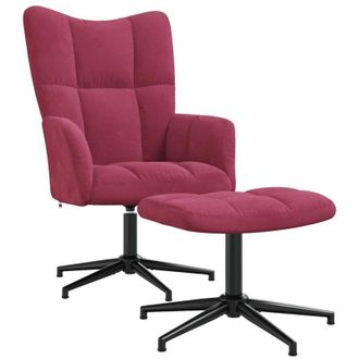 vidaXL vidaXL Chaise de relaxation avec tabouret Rouge bordeaux Velours