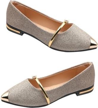 UPKOCH Chaussures Plates Pointues Couleur Chair pour Femme Simples avec Perles Antid&eacute;rapantes