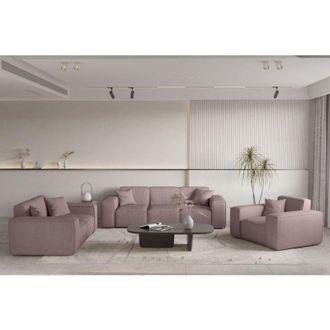 Fun M&ouml;bel Sofaset Designersofa celes premium 3-2-1 in Stoff Scala Lavendel