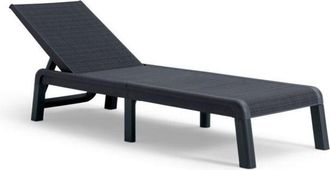 Keter Bain de soleil - Allibert by KETER - ATLAS - R&eacute;sine imitation canage - Dossier r&eacute;glable - Gris graphite