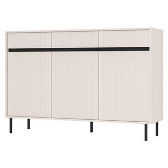 Selsey Osaka Dreit&uuml;riges Sideboard 148,6 x 100 x 40 cm - Sandbeige - Kommode mit Schubladen - Gerillte Fronten, Metallf&uuml;&szlig;e, ABS-Kanten - Kommodenschrank mit 