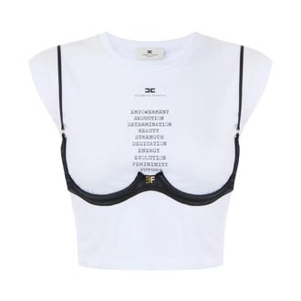 Elisabetta Franchi Leichtes Jersey-T-Shirt mit BH - - Tops - Damen - Wei&szlig; - M