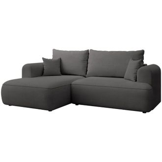 Selsey Selsey Ovo Mini - Eckschlafsofa linksseitig mit Stauraum, Easy-Clean-Chenille-Bezug, dunkelgrau