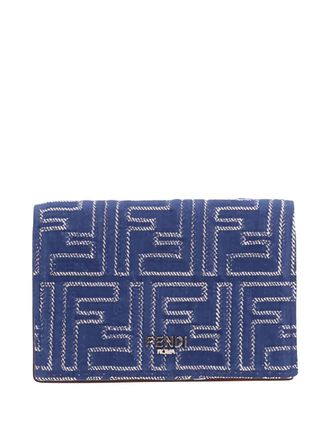 Fendi porte-cartes &agrave; motif monogramm&eacute; FF - Bleu