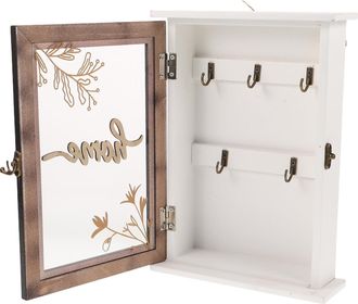 SOLUSTRE Vintage Holz Schl&uuml;sselbox Wandmontierter Schl&uuml;sselhalter mit Haken Rustikaler Wand Organizer f&uuml;r Flur Eingangsbereich B&uuml;ro Platzsparend Stabil Dekorat