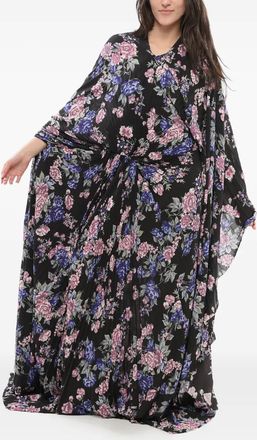 Balenciaga robe longue pliss&eacute;e &agrave; fleurs - Noir