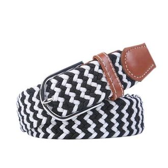 Generic Ceinture &eacute;lastique en toile tiss&eacute;e avec boucle ardillon tricot&eacute;e pour homme et femme, 36, 3.3cmX107cm