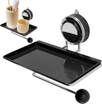 Generic Toilettenpapierhalter mit Ablage - Wandmontage, Papierhandtuchspender mit Saugnapf, Ablage für Toilettenpapierrollen, ohne Bohren, für Badezimmer, Küc