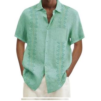 Generic Chemise d&eacute;t&eacute; pour homme, chemise de plage imprim&eacute;e tendance, chemise boutonn&eacute;e, coupe ample, manches courtes, col &agrave; revers, chemisier d&eacute;contract&eacute;, dou
