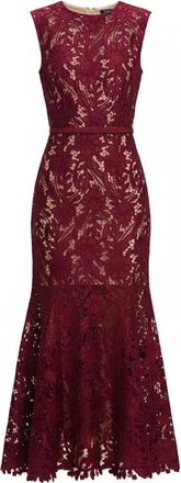 Self Portrait Femme, Robes, Rouge, Taille: 38 FR Robe Midi en Dentelle Guipure