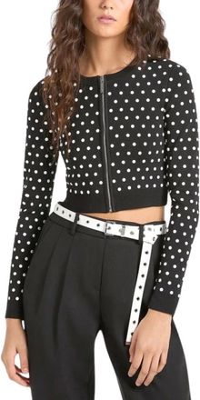 Michael Kors Femme, Pulls, Noir, Taille: 40 FR Gilet Court Zipp&eacute; &agrave; Clous