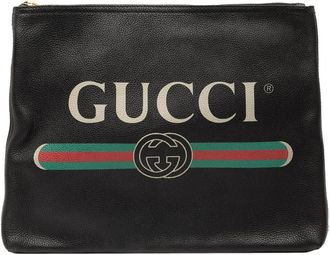Gucci Clutches - Medium Leather Logo Portfolio Clutch - Gr. unisize - in Schwarz - f&uuml;r Damen