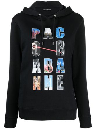Paco Rabanne hoodie &agrave; logo imprim&eacute; - Noir