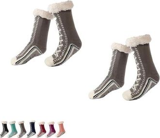 Generic Chaussons dint&eacute;rieur en cachemire ultra &eacute;pais pour femme, chaussettes dhiver chaudes antid&eacute;rapantes et douillettes, doublure polaire chaude et confort