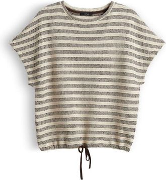 OPUS Kurzarmshirt Sedopa aus Jersey mit Strickoptik Der Tunnelzug im Saum gibt dem Look eine variable Form