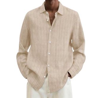 Generic Chemise &agrave; manches longues d&eacute;contract&eacute;e boutonn&eacute;e l&eacute;g&egrave;re et respirante pour la plage d&eacute;t&eacute; d&eacute;contract&eacute;e hawa&iuml;enne &eacute;lastique Henley Chemise ample vintage