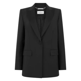 Philipp Plein Femme, Vestes, Noir, Taille: 40 FR Boyfriend Fit Blazer Baroque Skull