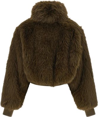 Pinko Faux Fur Bomber Jacket - Olive