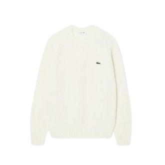 Lacoste Dicker Rundhals-Pullover aus gek&auml;mmter Wolle - - Knitwear - Herren - Beige - L