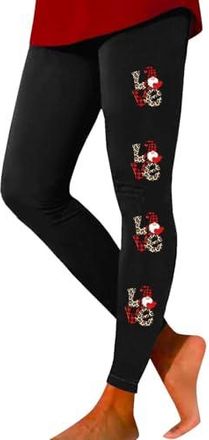 Generic Leggings de Saint-Valentin 2026 &agrave; la mode pour femmes - Imprim&eacute; d&eacute;contract&eacute; - Pantalon long et &eacute;lastique, Noir, XL
