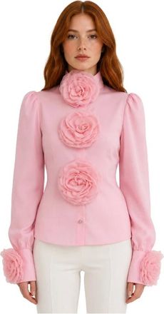 Dolce & Gabbana Femme, Blouses et Chemises, Rose, Taille: 34 FR Chemise en soie &agrave; manches longues