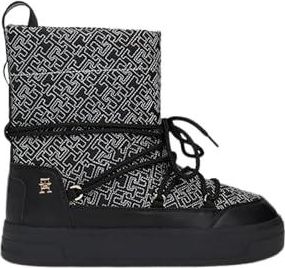 Tommy Hilfiger Bottes de neige &agrave; lacets monogramm&eacute;es en noir par Tommy Hilfiger