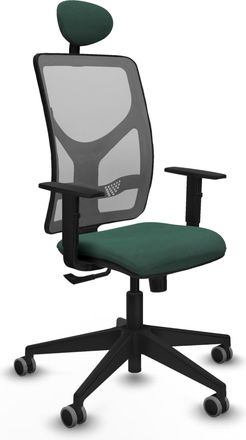 Piqueras y Crespo Schreibtischstuhl mit Rollen aus Gummi, mit 1D-Armlehnen, h&ouml;henverstellbare Lendenwirbelst&uuml;tze und festes Kopfteil, ausgestattet mit 3 Positionen und 