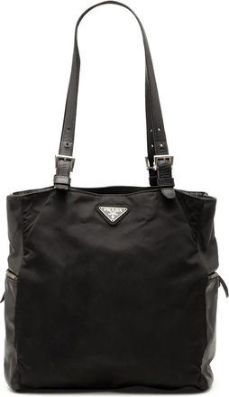 Prada Shopper - Vitello Trimmed Tessuto Pockets Tote - Gr. unisize - in Schwarz - f&uuml;r Damen
