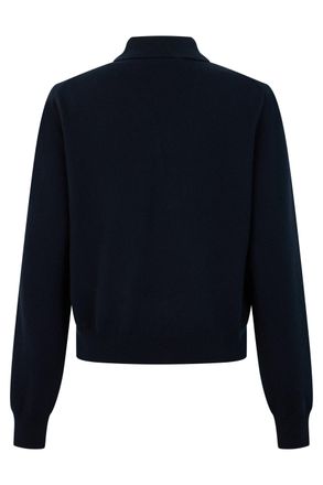 Miu Miu Womens Long Sleeve Cashmere Polo Shirt Blue Tops