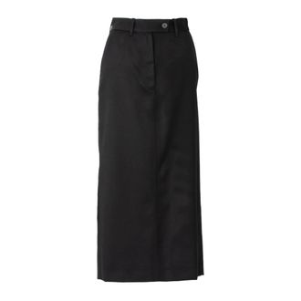 Nine In The Morning Schwarzer Woll-Langer Rock mit Schlitz - - Skirts - Damen - Schwarzk - W25