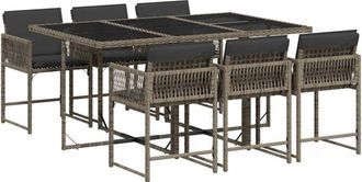vidaXL Vidaxl - Ensemble &agrave; manger de jardin et coussins 7 pcs gris rotin