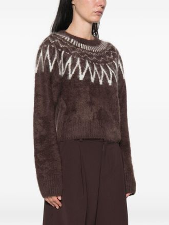 Soft Goat Fair Isle Knit Sweater - Brown
