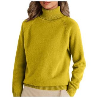 Generic Pulls femme col polo en cachemire &agrave; col roul&eacute; en maille l&eacute;g&egrave;re basique uni d&eacute;contract&eacute;, L
