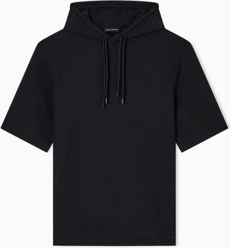 Emporio Armani Homme, Sweatshirts et sweats &agrave; capuche, Bleu, Taille: XL ASV Lyocell-blend Jacquard Jersey Hooded SweaT-shirt