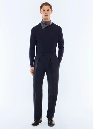 Fursac Pantalon de costume en laine &agrave; chevrons - Taille 36 - Homme