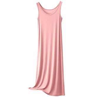 Generic Robe de nuit longue pour femme - Robe pyjama en modal - Robe l&eacute;g&egrave;re - Sans manches - Col rond - Robe de nuit pour femme - Robe de maison - Bretelles l
