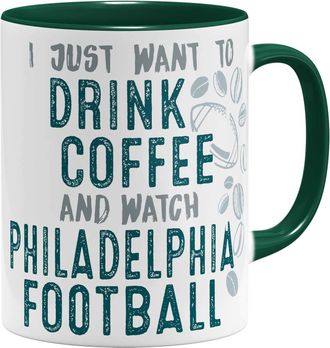 OM3 Philadelphia-Coffee - Tasse - Keramik Becher - American Football Mug - 11oz 325ml - Beidseitig Bedruckt - Grün